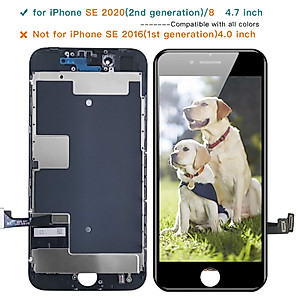 for iPhone 8/SE 2020 [ 2nd Generation ] Screen Replacement Black 4.7 inch, Bsz4uov LCD Display Touch Screen Digitizer, Waterproof Frame Adhesive Sticker+Repair Tool Kit