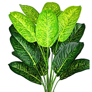 Rozwkeo Artificial Plants Fake Ficus Tree Leaves with Stems 29" Tall Faux Bird of Paradise Palm Tree Imitation Frond Green Leaf Tropical Plants Greenery Floral Jungle Party Home Garden Decoration