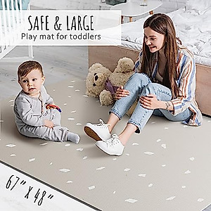 Stylish Baby Play Mat - Soft, Easy to Clean 5.6 x 4 ft. Floor Mat Creates A Safe Play Area for Your Baby Boy or Girl - The Perfect Modern Foam Playmat Fits Nicely with Your Kids Playroom Or Home Decor