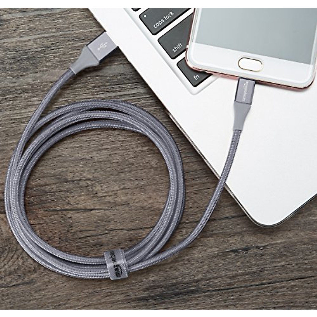 Amazon Basics Micro USB to USB-A 2.0 Fast Charging Cable, Nylon Braided Cord, 480Mbps Transfer Speed, 6 Foot, Dark Gray