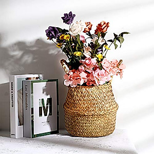 Set of 3 Pieces Woven Seagrass Hand Woven Belly Basket for Storage, Laundry, Picnic, Plant Pot Cover, Beach and Grocery Basket (Small, Medium and Large)