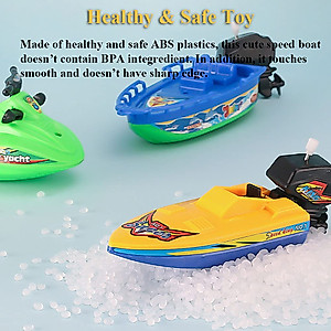 NEXTAKE Wind-up Boat Bathtub Toy Set, Funny Windup Speed Boat Bathtub Toy Jet Ski Clockwork Sailboat Water Toy Motorboat Tub Toy for Kids (Motorboat+Sailboat+Speed Boat)