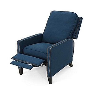 Christopher Knight Home Armstrong Recliner, Navy Blue + Dark Brown