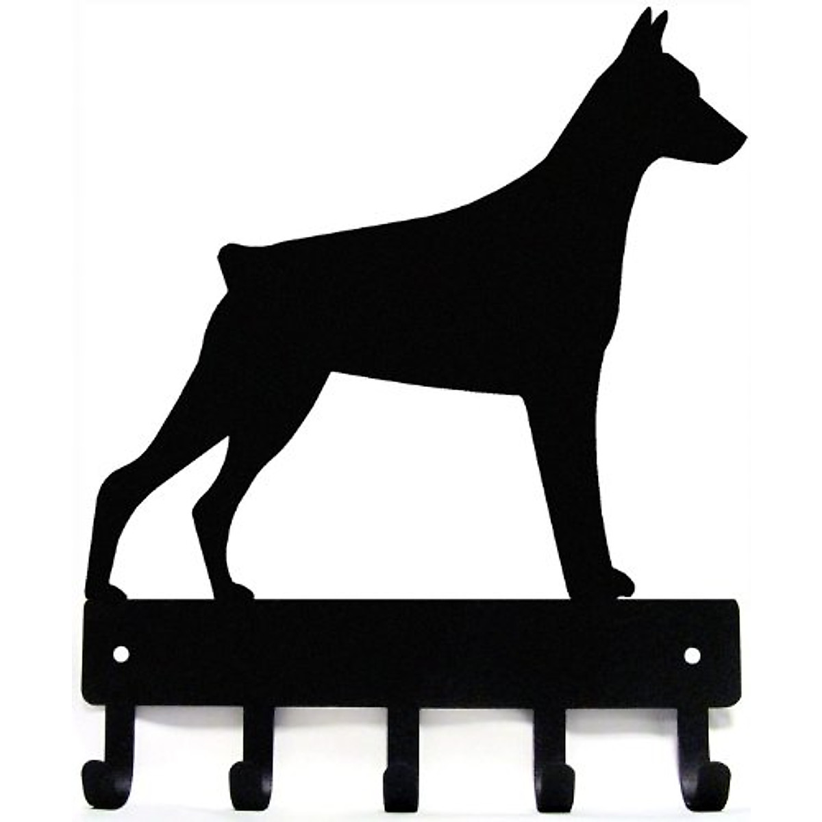 The Metal Peddler Doberman Pinscher - Key Holder & Dog Leash Hanger for Wall - Large 9 inch Wide - Made in USA; Gift for Dog Lovers