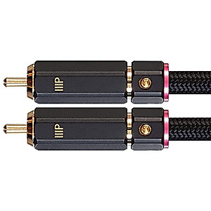 Monoprice Male RCA Two Channel Stereo Audio Cable - 6 Feet - Black, Gold Plated Connectors, Double Shielded with Copper Braiding - Onix Series