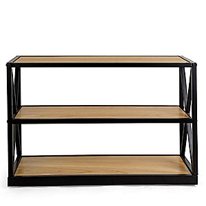 Displays2go Industrial X-Sided 3-Shelf Unit, Solid Pine – Natural (XSHF3NAT)