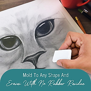 Kneaded Eraser - 4 Pack Kneaded Erasers for Artists - Erasers Medium Size Art Eraser, Gray Kneadable Erasers, Great for Artists, Sketching, Drawing and Shading