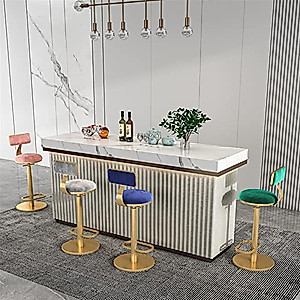 ZDXY Bar Stools Set of 2, Counter Height Upholstered Seat, Backrest Counter Height Adjustable Swivel Bar Chair, Velvet Cloth Kitchen Counter Stools Dining Chairs ( Color : Gray ), Grey