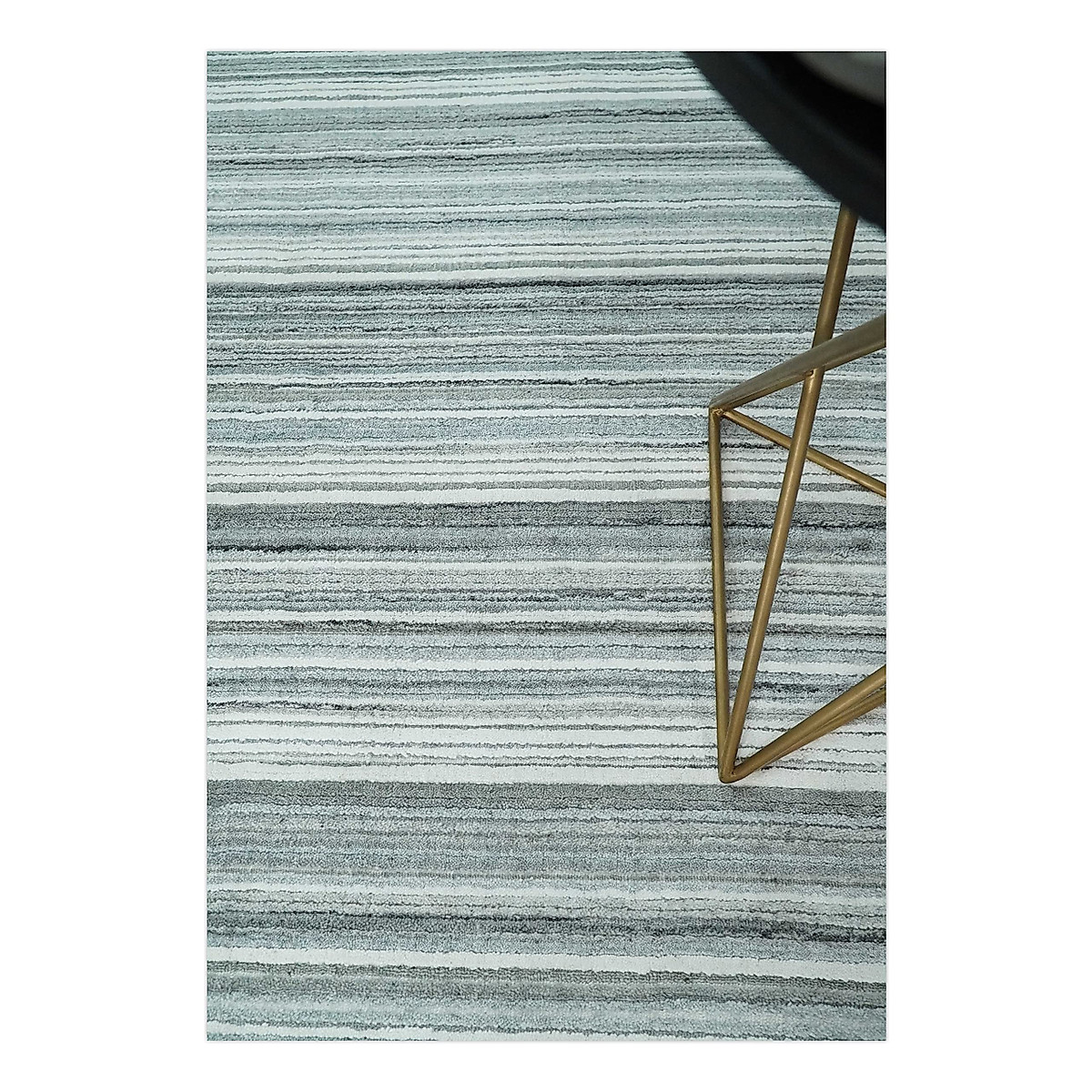 Artisan's Arc Striped Flatwoven Scandinavian Hand Made Blended Wool Area Rug, White, Silver and Gray, 8X10 | KE3810