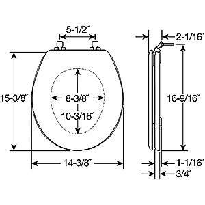 MAYFAIR 29CPA 000 Beadboard Toilet Seat with Chrome Hinges will Never Loosen, ROUND, Durable Enameled Wood, White, 1 Pack Round