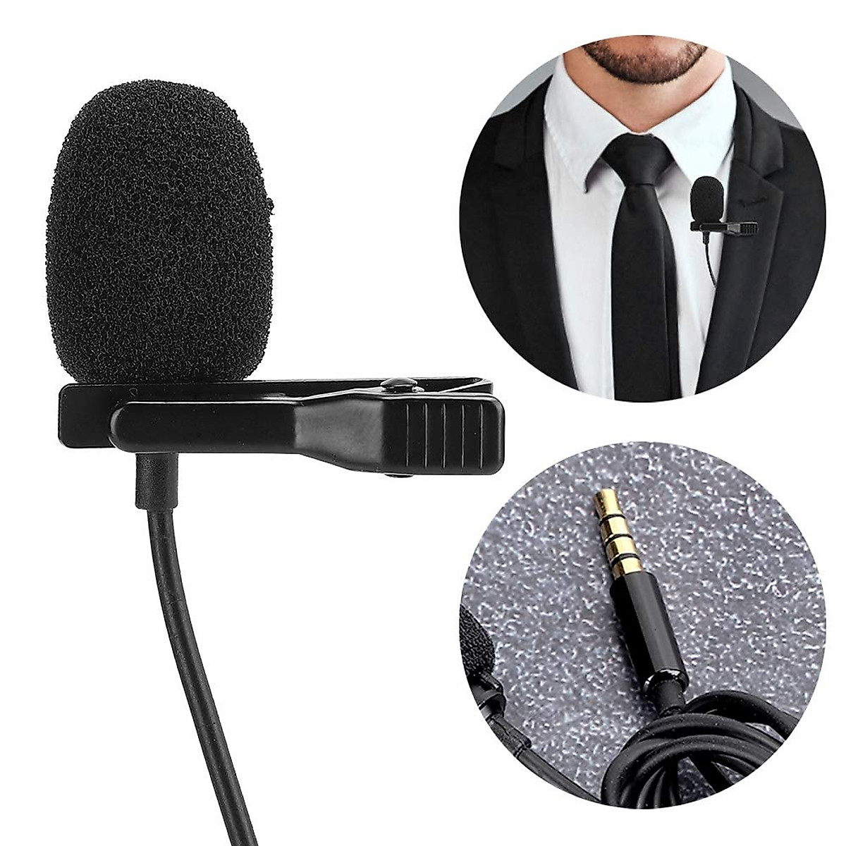 143 Tie-Clip Pocket Microphones, Mobile Hands Clip-on Mic, Mini Recording Lapel Microphone with 3.5mm Plug, Karaoke Mobile Phone Microphone,for Gatherings, Meeting,