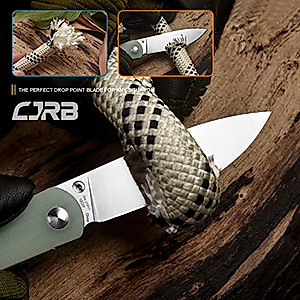 CJRB Folding Pocket Knife Ria(J1917), Small Tactical Knife with 0.1” 12C27 Blade and Micarta Handle for EDC Outdoor, Camping, Survival, Hunting, Fishing,Natural Green