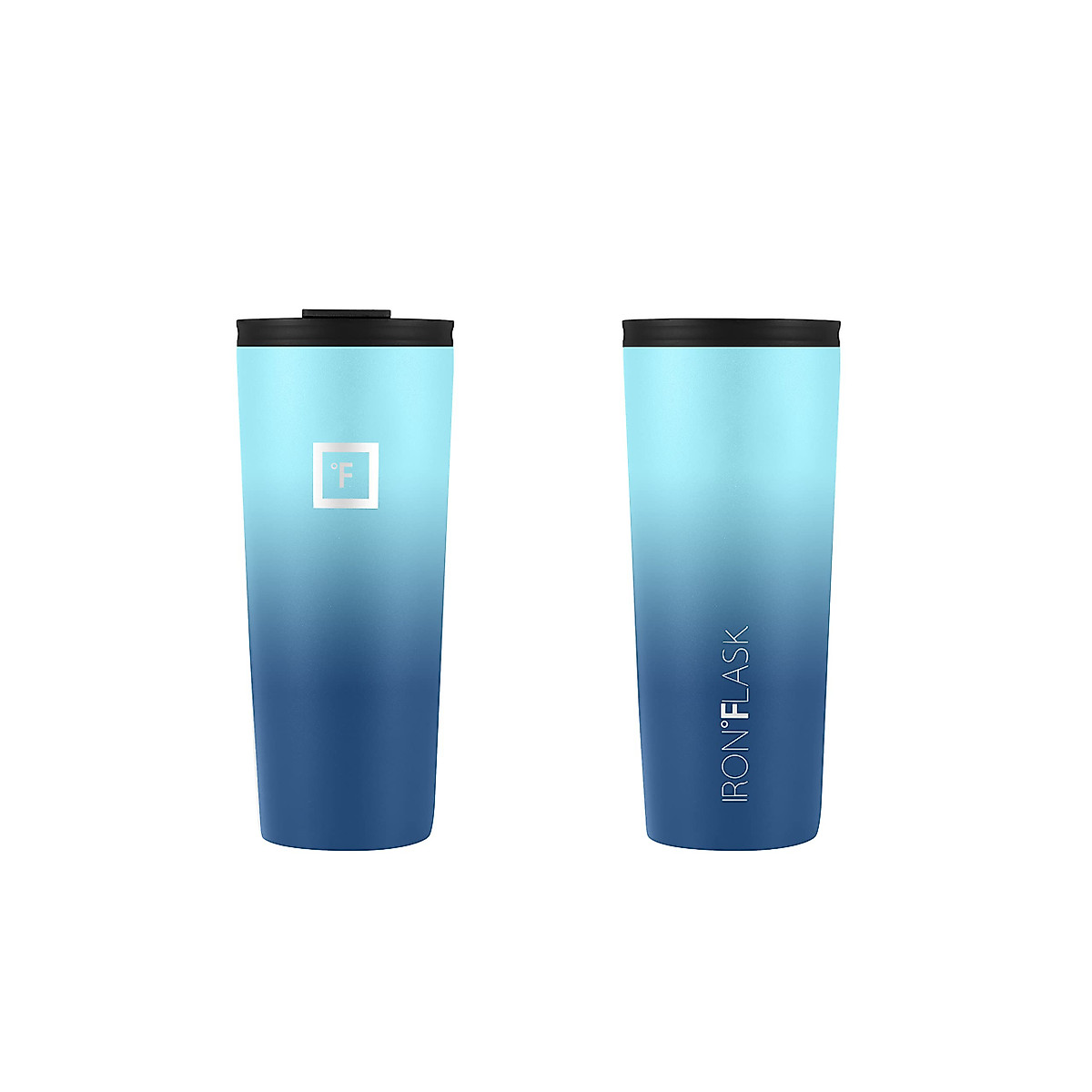 IRON °FLASK Classic Tumbler 2.0-2 Lids (Straw Flip), Vacuum Insulated Stainless Steel Water Bottle, Double Walled, Drinking Cup, Thermos Travel Mug - Blue Waves, 24 Oz