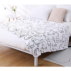 Sviuse Cat Blanket Twin Size Blanket Cat Gifts for Cat Lovers Soft Flannel White Cats Pattern Throw for Girls Women Kids (60" X 80", Cat 2)
