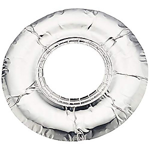 Aluminum Foil Round Gas Stove Burner Covers – Pack of 100 – Disposable Bib Liners for Kitchen Gas Range Top - Keep Your Gas Range Clean with DCS Deals Drip Pans - 7.5 x 7.5 x .5” Inch Hole: 3.25 inch