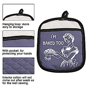 Novelty Baking Gift Heat Resistant Potholder Oven Pad with Pocket I’m Baked Too Funny Baker Gift for Mom Sister Friend (I'm Baked Too)