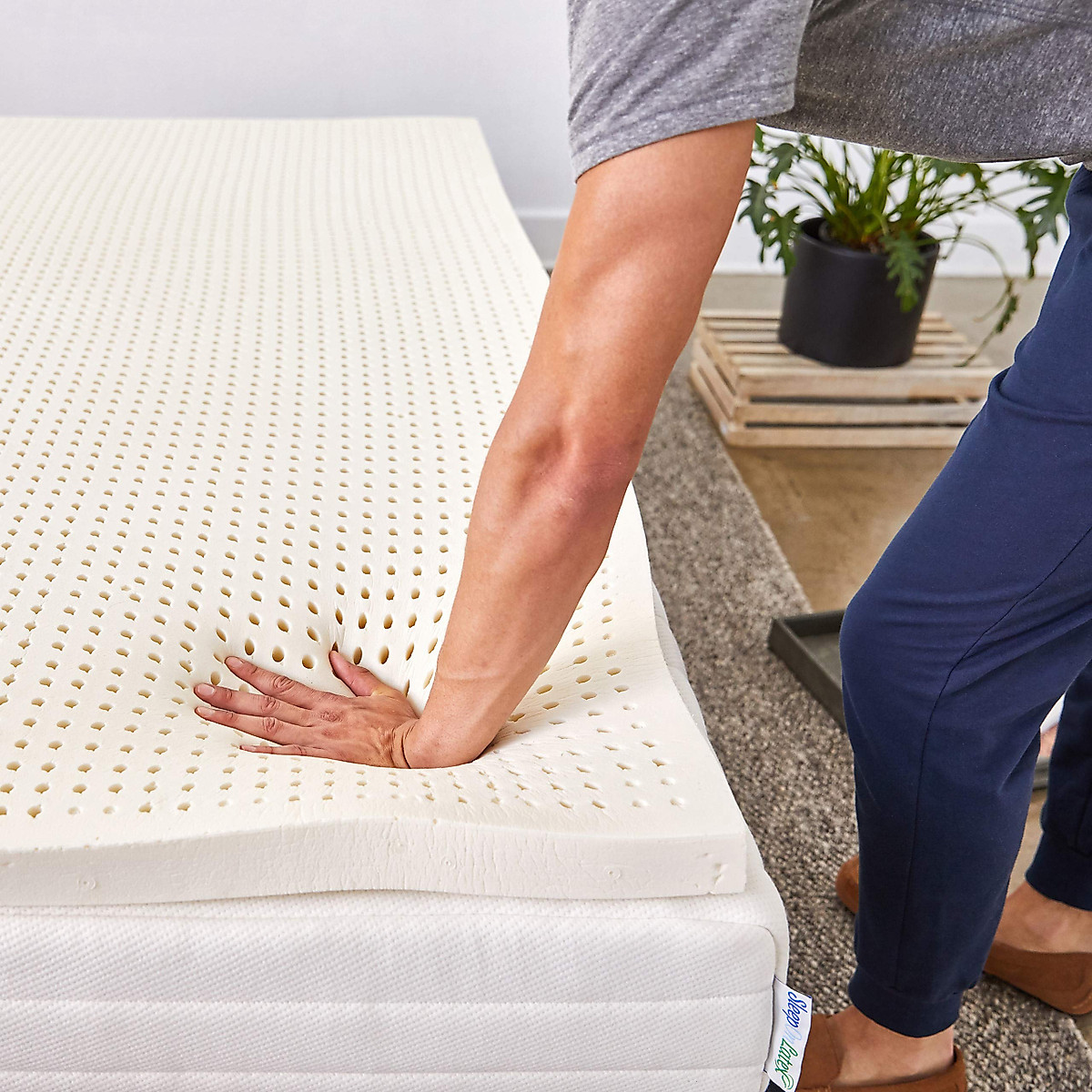 Pure Green Natural Latex Mattress Topper - Soft - 3 Inch - Queen Size (GOLS Certified Organic)