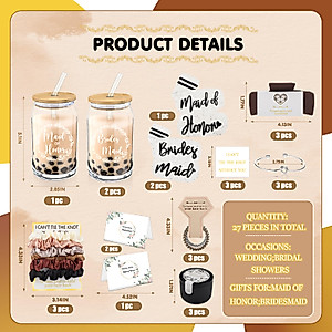 Mhoel 30Pcs Bridesmaid Proposal Box Gifts Set of 3 Pack Maid of Honor Proposal Gifts Set Claw Hair Clip Bridesmaid Socks Candle Satin Bridesmaid Scrunchies Knot Bracelet Bridal Shower Gift…, Black