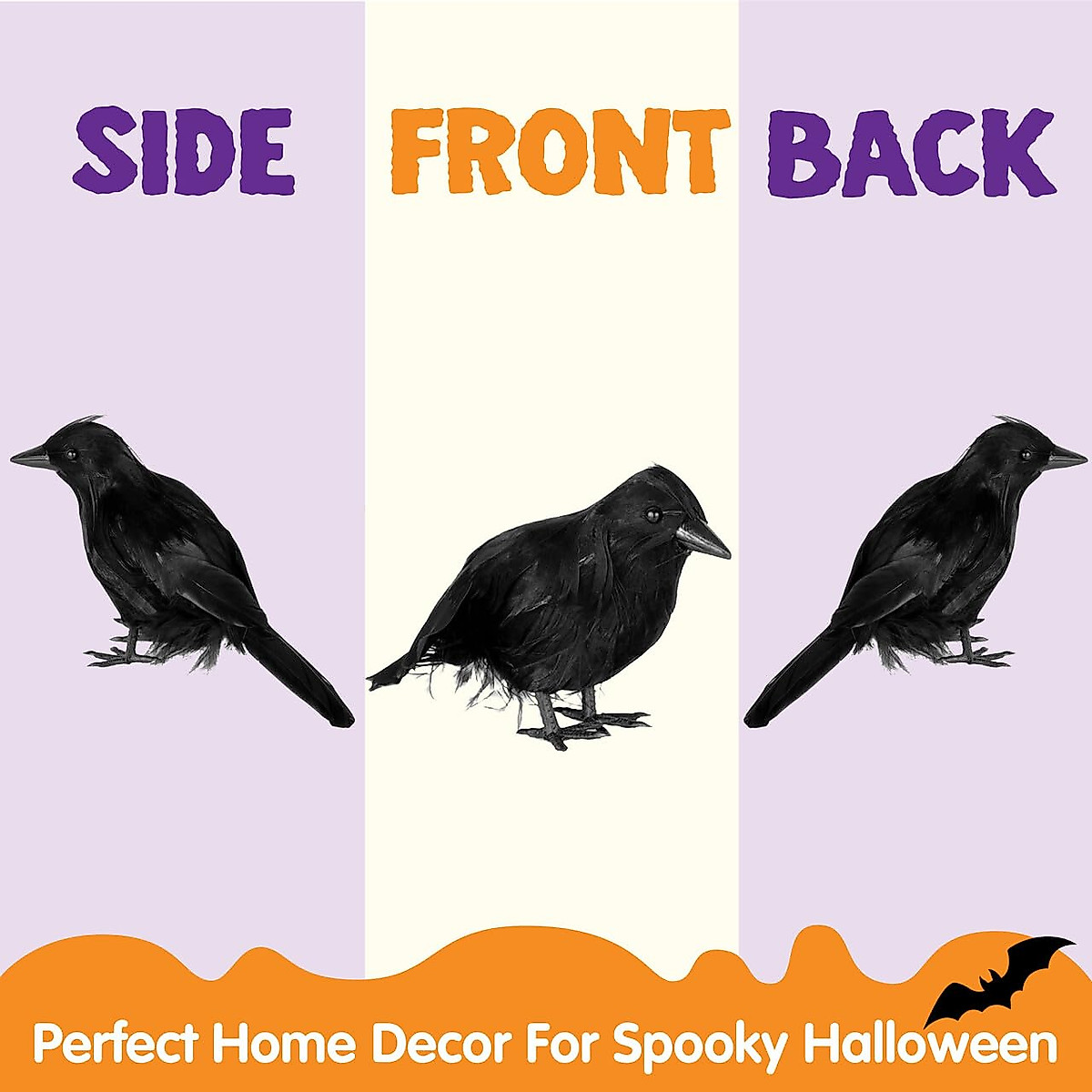 JOYIN 6 Pcs Crow Raven Halloween Decoration Indoor Outdoor Decor, Black Fake Crows Ravens Bird Props Haunted House Graveyard Cemetery Yard Table Decor Halloween Party Favors Desk Trees Walls Windows