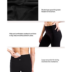 Yogipace Women's High Waisted Goddess Extra Long Yoga Over The Heel Leggings,34",Black,Size L