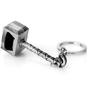 VNFLY Hammer Keychain Bottle Opener, Beer Gifts Bottle Opener for Men, Husband, Dad, Grandpa, Boyfriend (Silver)
