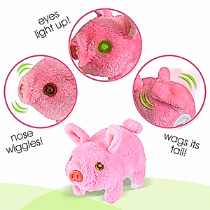 ArtCreativity Walking Pig Toy That Oinks, Wiggles, and Lights Up, Battery Operated Oinking Piggy with Moving Tail and Nose, Interactive Piglet Pet Toy for Kids, Best Gift for Boys and Girls