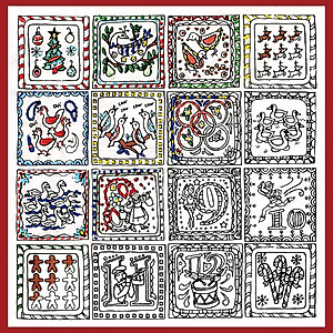 Tobin 12 Days Stamped Zenbroidery Kit, Multi-Colour