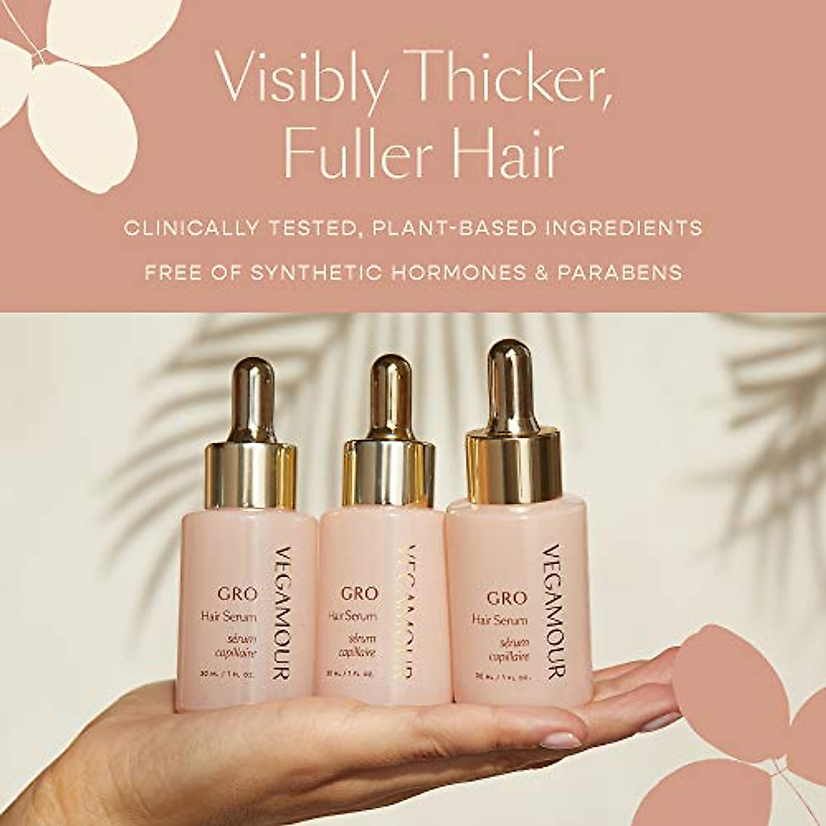 VEGAMOUR GRO Hair Serum for Thinning Hair and Hair Loss, 3-Pack