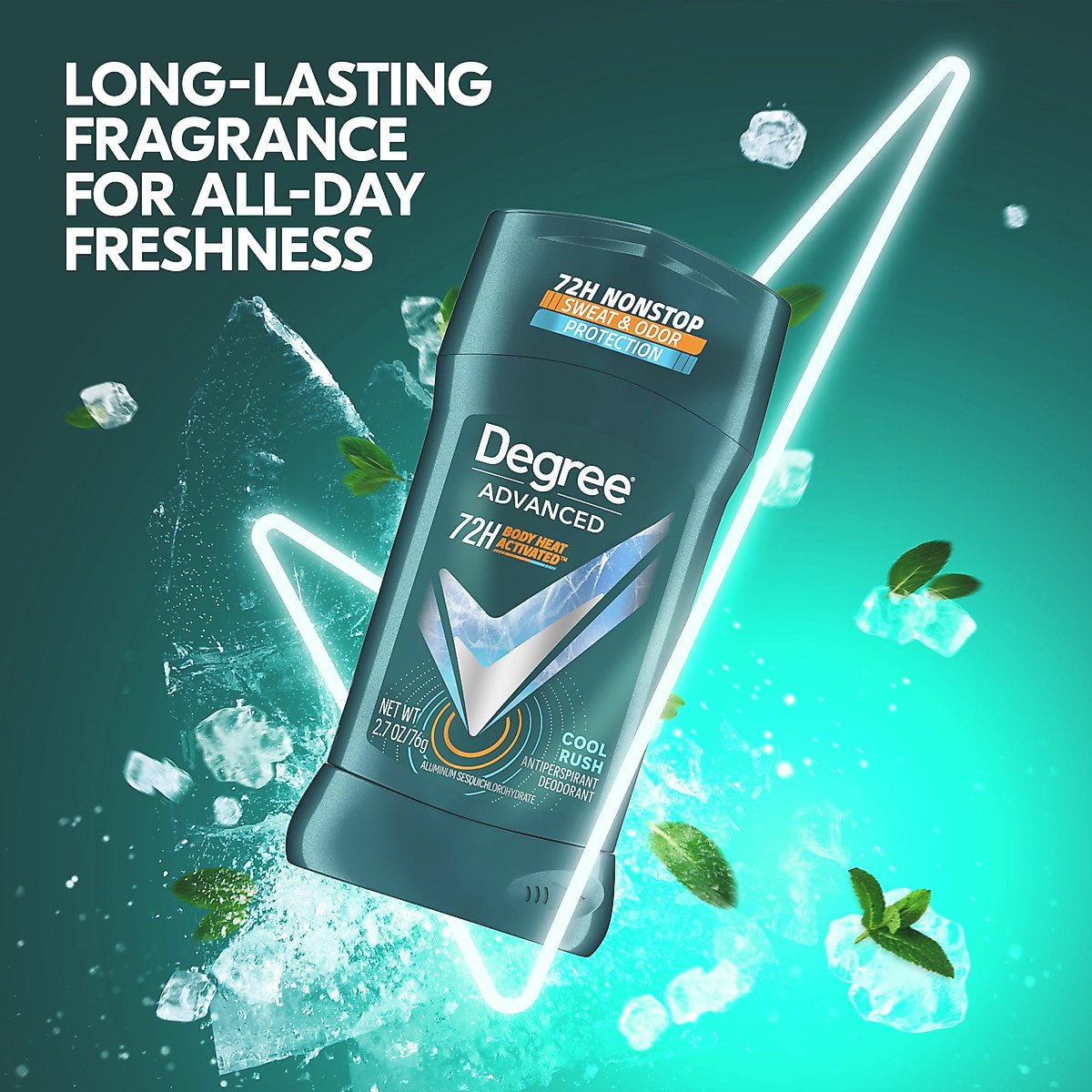 Degree Men Antiperspirant Deodorant Cool Rush 12 Count 72-Hour Sweat and Odor Protection Antiperspirant For Men With Body Heat Activated Technology 2.7 oz