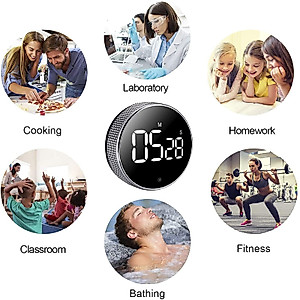 Gvtufeil Cooking Timer, Digital Kitchen Timer with LED Digital Display Visual Rotary Magnetic Countdown Countup Timer for Cooking Baking Studying Teaching, Easy for Seniors and Kids to Use