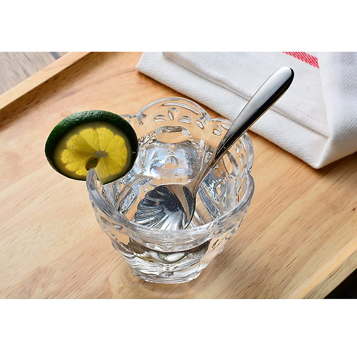 Pinenjoy 6Pcs Shell Spoons 18/10(304) Stainless Stell Scalloped Shape Spoon 4.96inch Vintage Sugar Spoon for Stirring Coffee Tea Espresso Cappuccino Demitasse Yogurt Dessert