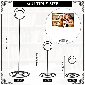 Teling 36 Pieces Table Number Holders 3 Size Place Card Holder Name Numbers Menu Memo Note Card Picture Photo Holder Clip Stand Table Sign Holders for Wedding Anniversary Party Display (Black)