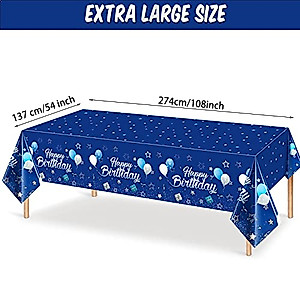 Tegeme Navy Blue Party Supplies Stars Happy Birthday Tablecloths Starry Confetti Table Covers for Kids Birthday Party Decor(Navy Blue and Silver,3 Pack)