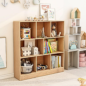 Giantex 8 Cube Bookcase, 4-Tier Freestanding Bookshelf w/ 8 Open Compartments, 2 Anti-Tipping Kits, Modern Display Cabinet, 41" Wood Cubby Storage Organizer for Living Room, Bedroom, Natural