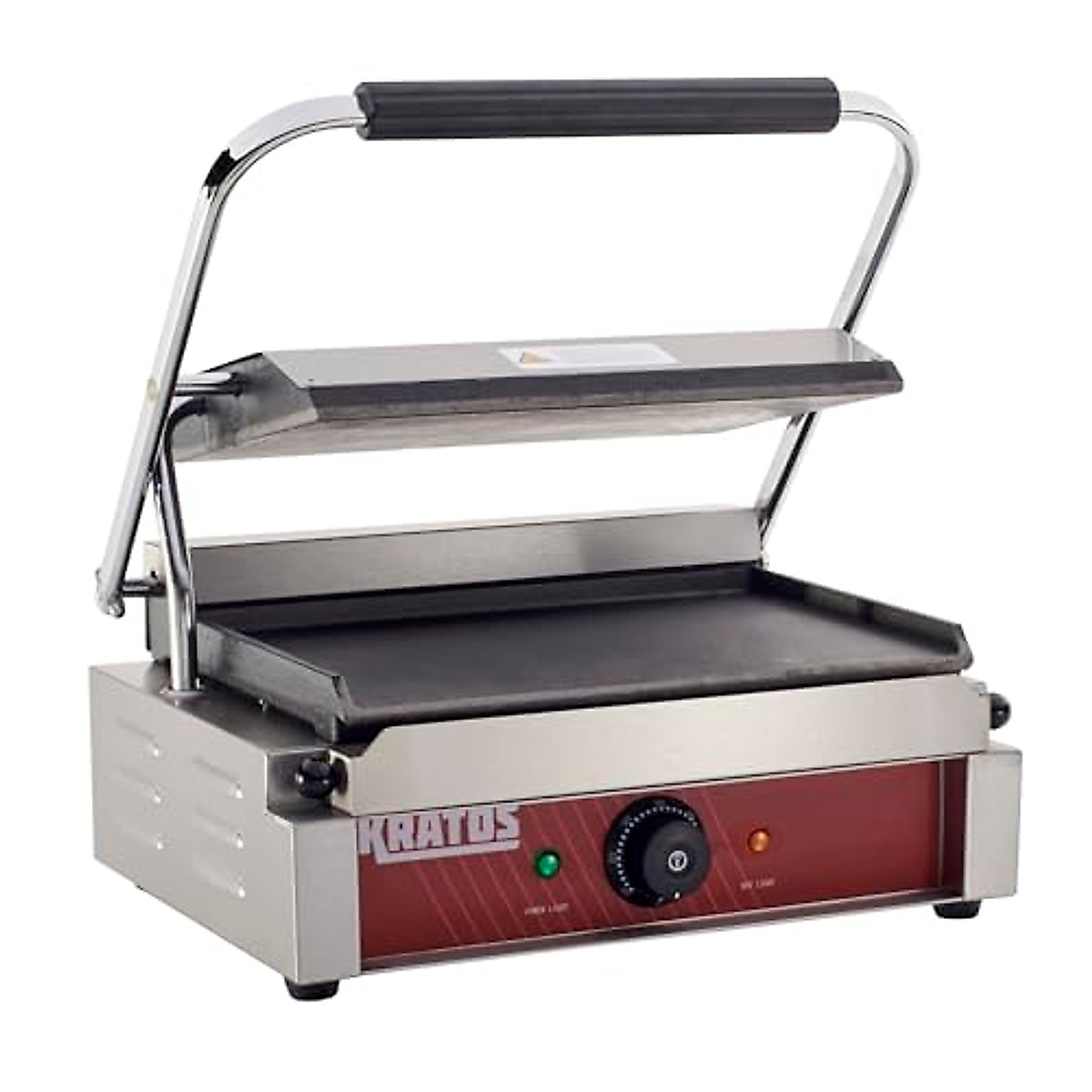 Kratos Commercial Electric Panini Sandwich Grill with Smooth Plates, 14" x 9" Cooking Surface, Commercial Countertop Panini Press, 120V, 1750W (29Y-021)