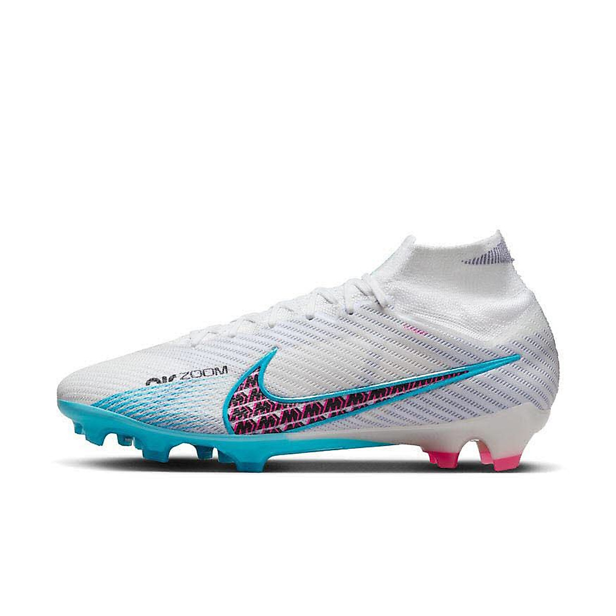 Nike Zoom Superfly 9 Elite FG Mens Football Boots DJ4977 Soccer Cleats (UK 8 US 9 EU 42.5, White Baltic Blue Pink Blast 146)