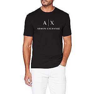 A|X ARMANI EXCHANGE mens Classic Crew Logo T-shirt T Shirt, Black, X-Small US