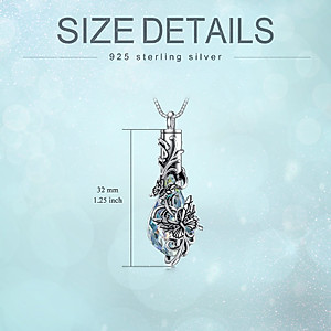 PELOVNY Butterfly Urn Necklace for Ashes for Women 925 Sterling Silver Oxidation Crystal Teardrop Cremation Jewelry Memorial with Funnel Filler