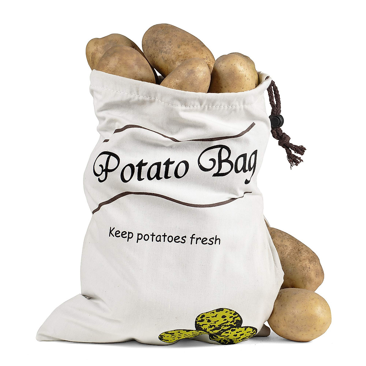 Reusable Storage Bags - Onion Holder Potato Storage Zipper Sprout Free Cotton Bag - Eco-Friendly Vegetable Storage for Fresh Potato & Onion