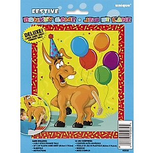 Festive Fun Deluxe Pin the Tail on the Donkey Party Game - (Pack of 12) - Reusable Design & Exciting Prizes - Ultimate Crowd-Pleaser for Kids and Adults