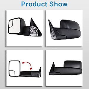 ECCPP Towing Mirror Replacement fit for 1998-2001 for Dodge for Ram 1500 1998-2002 for Ram 2500 3500 Pickup Power Heated Manual Folding Tow Mirrors
