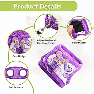 Hand Made Harness Vest and Leash Set for Hamster Rats Iguana Bearded Dragon Baby Ferret Soft&Adjustable Small Purple