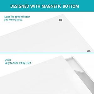 HBlife Acrylic Tissue Box Cover & Holder with Magnetic Bottom, Multi-Functional Dryer Sheet & Mask Organizer for Bathroom, Car, Office - White Rectangle, 9.84 x 5.02 x 3.54 Inches