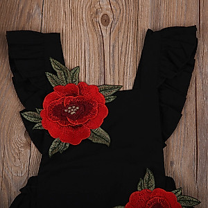 Baby Girls Jumpsuit Newborn Infant Kids Floral Clothes Summer Romper Bodysuit Sundress Outfits (6-12 Months, Black)