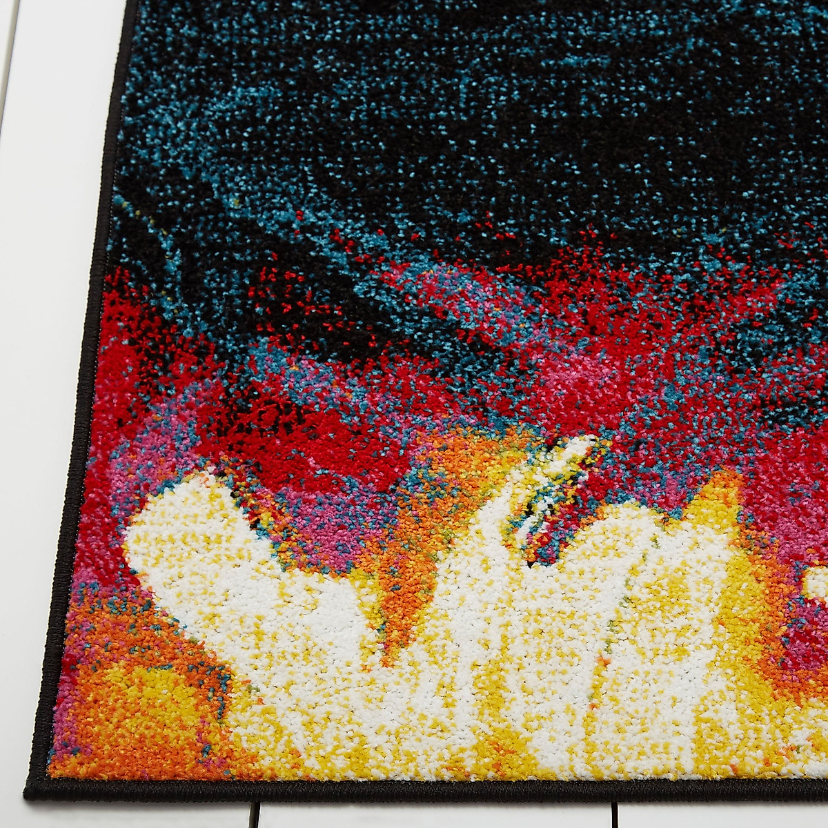 Home Dynamix Splash Mondrian Area Rug 19.6"x31.5", Abstract Black/Blue/Pink/Yellow