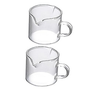 FUNOMOCYA 2pcs Double Mouth Milk Cup Coffee Beaker Mug Clear Pourer Bottle Brush Measuring Cups Espresso Coffee Maker Machine Tea Serving Pitcher Sauce Dish Coffee Machine Espresso Glass