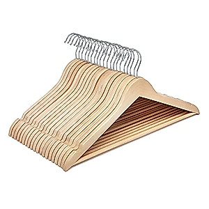 Amazon Basics Wood Suit Clothes Hangers - Natural, 30-Pack