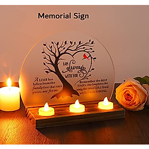 LESEN Sympathy Gifts for Loss of Mom Father Mother Loved One, in Memory of Loved One Gifts,Memorial Thoughtful Remembrance Gift,Acrylic Sign with LED Candle