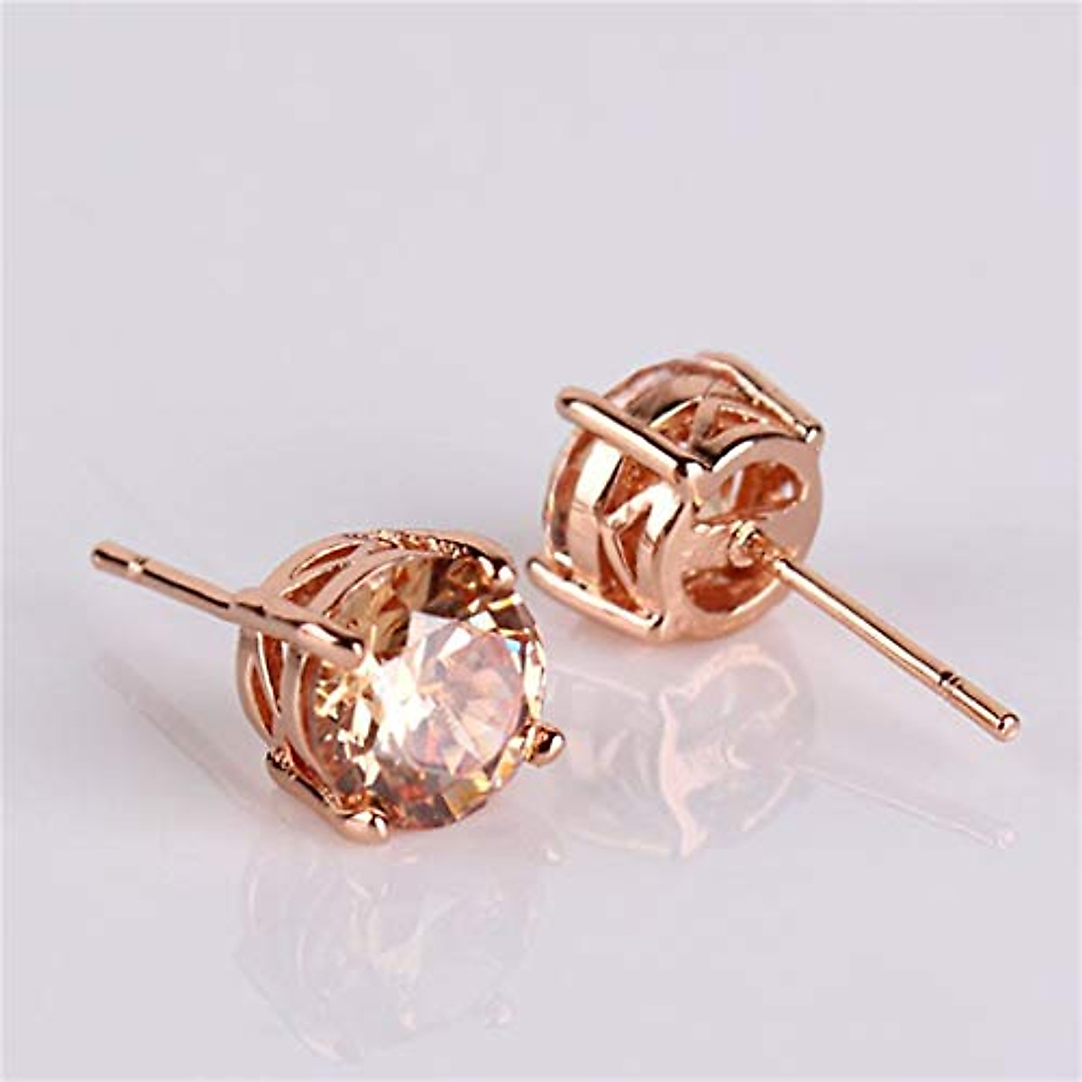 GULICX Rose Gold Tone Yellow Crystal Royal Journey Jewelry Eternity Stud Earring