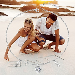 925 Sterling Silver Ankle Bracelets Moon Star Sun Universe/Flower/Sunflower/Heart/Sideway Cross/Sea Turtle Starfish Adjustable Anklet Jewelry Foot Chain for Women 9+4inch